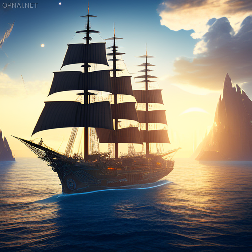 incredible highly detailed steampunk solar sailing ship, pirate ship in ...